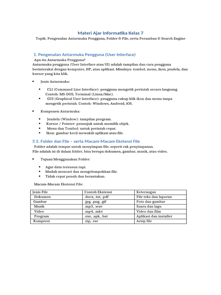 Materi Ajar Informatika Kelas7 | PDF