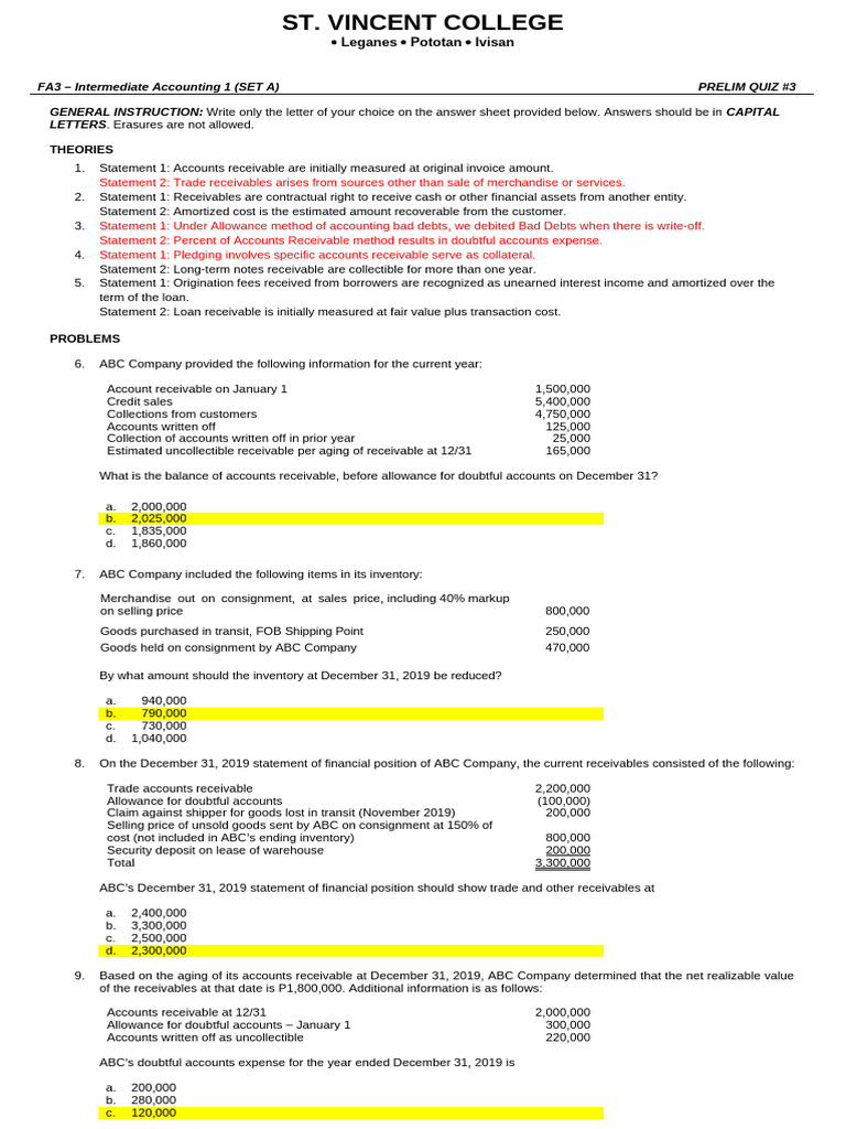 Fa3 q3 With Answer Set A | PDF | Business Economics | Money