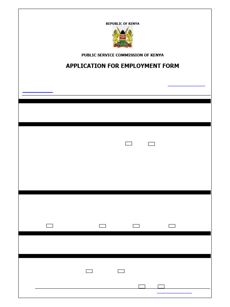 Kenya PSC Employment Application Form | PDF