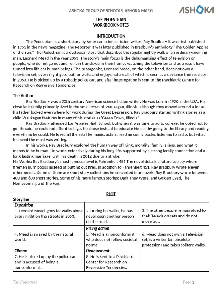 Analysis of Ray Bradbury's "The Pedestrian" | PDF
