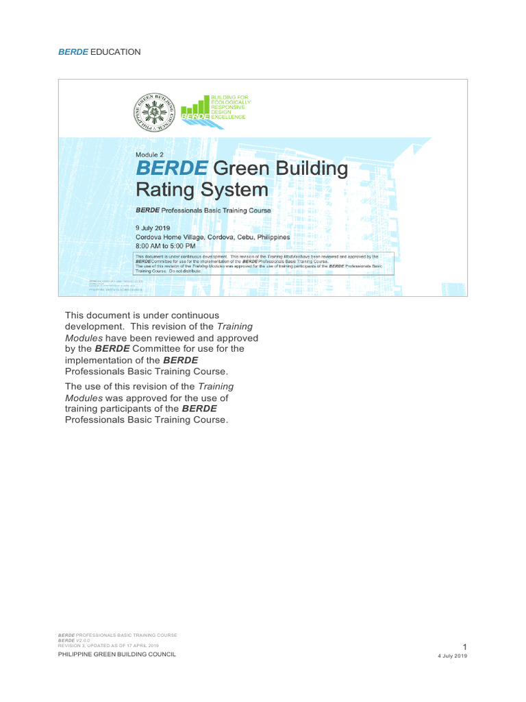 BRD PRS 2019 EDU 01 - 2.1 - Overview of The BERDE Program | PDF | Green ...