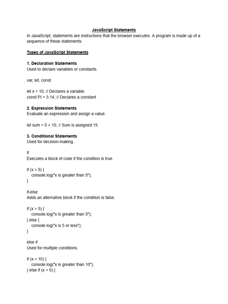 JavaScript Statements | PDF