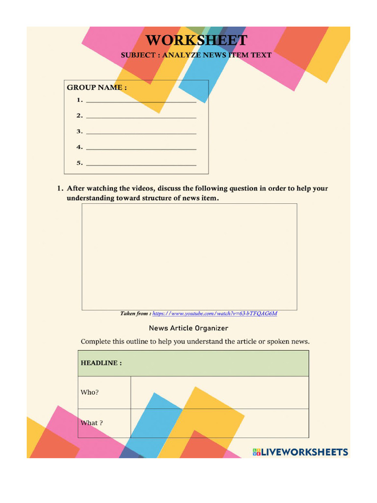 News Item Worksheet | PDF