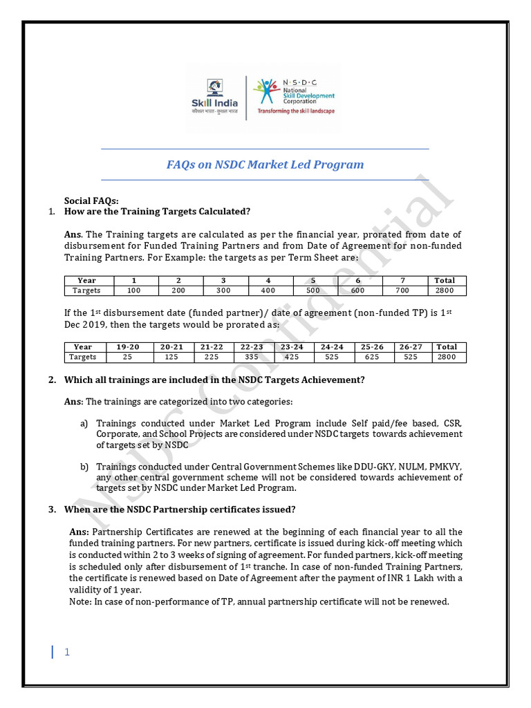 NSDC Market Led Program FAQs Guide | PDF | Loans | Insurance