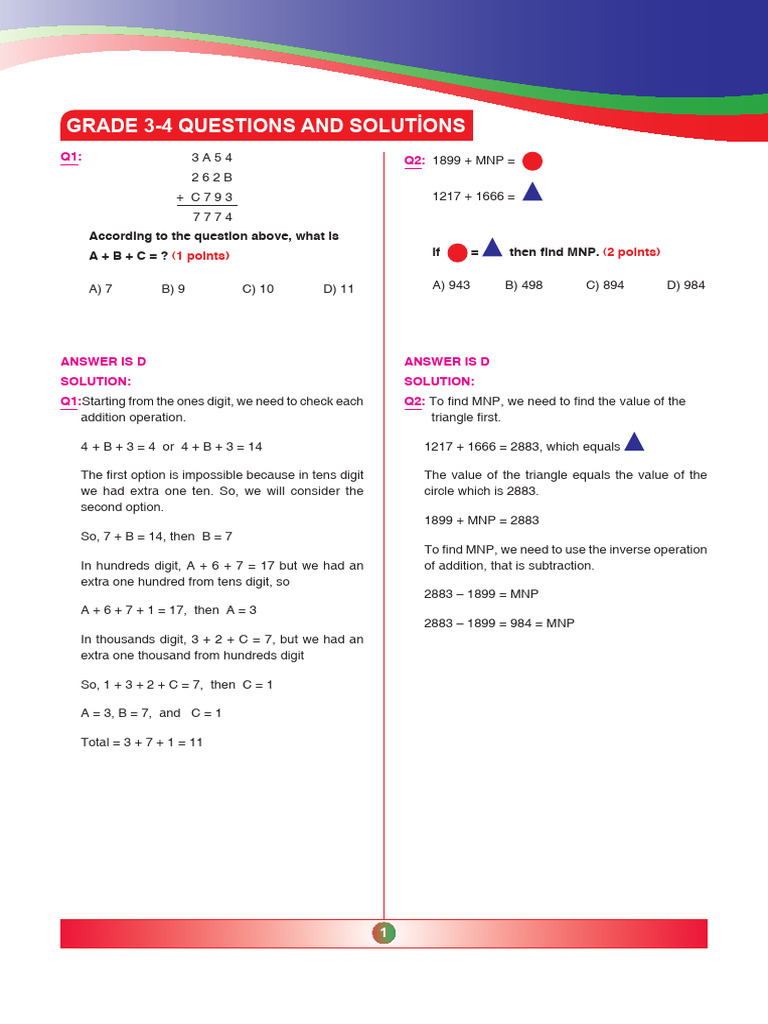 Grade-3-4-QUESTIONS-AND-SOLUTIONS (olympiadusa.org) | PDF | Subtraction ...