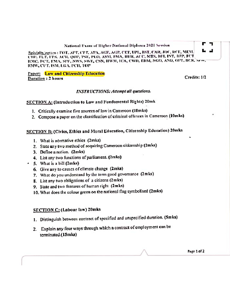 Hnd Common Papers 2021 | PDF