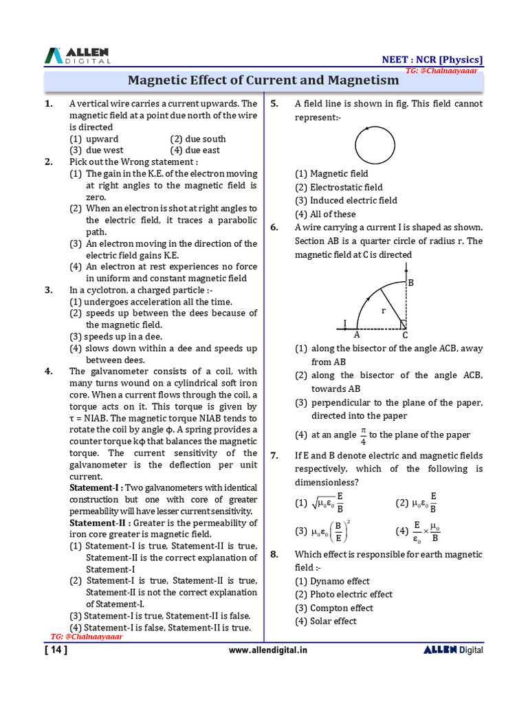 Magnetic Effect of Current & Magnetism | PDF | Magnetic Field | Magnetism