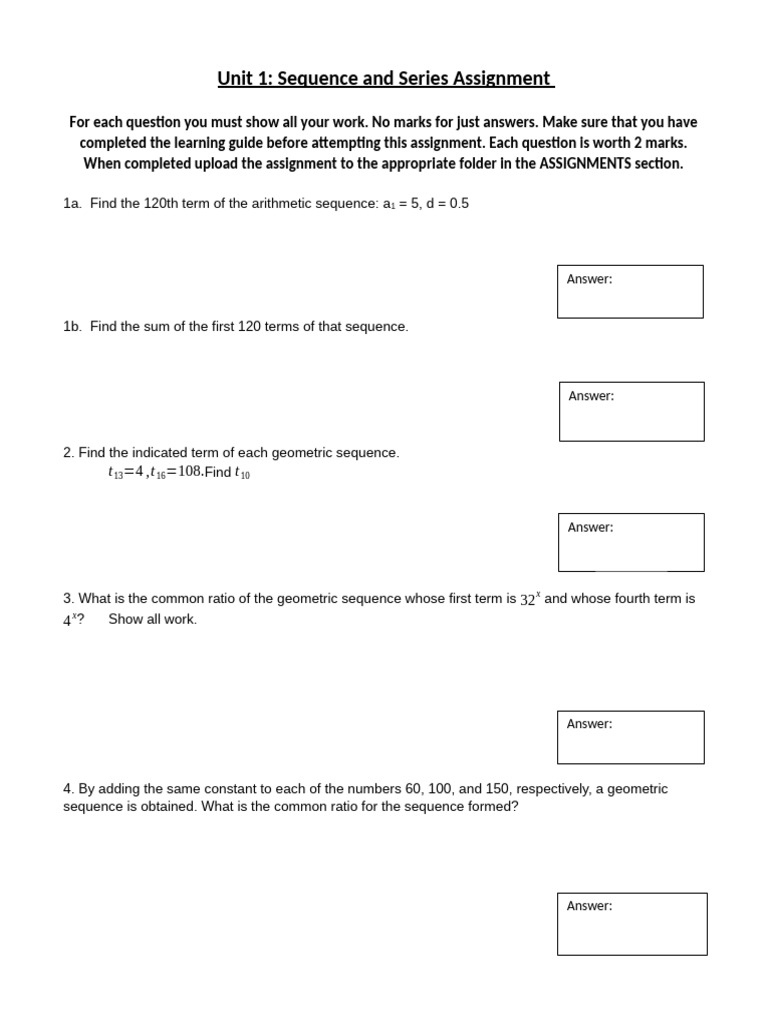 Unit 1 Sequences and Series | PDF | Mathematical Objects | Arithmetic