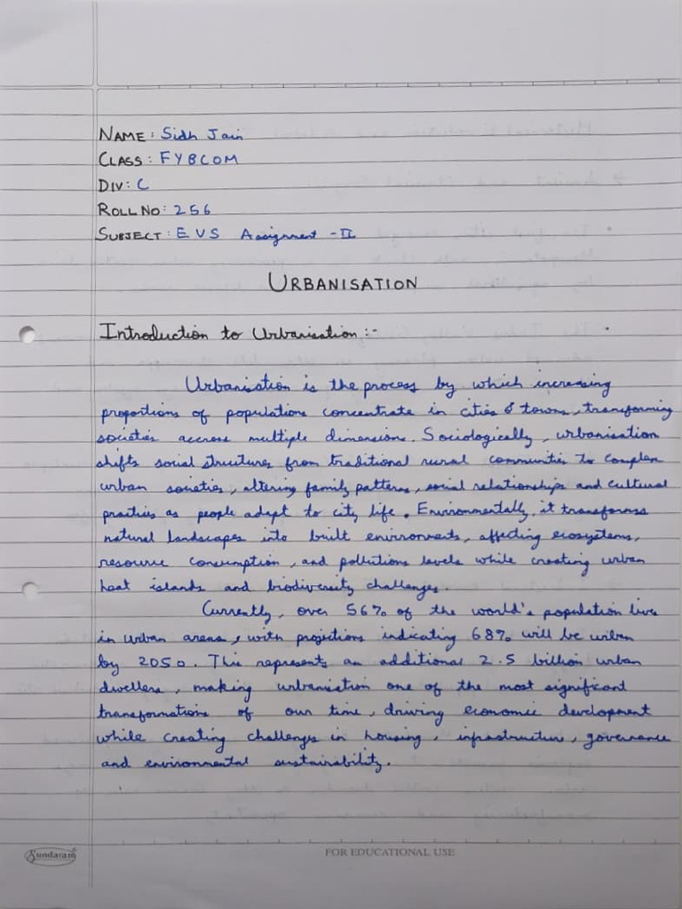 EVS I Assignment 2 FYBCOM RA Podar | PDF