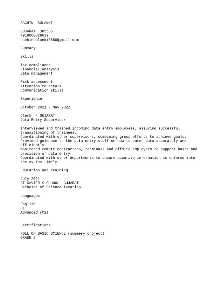 Sachin Solanki Resume | PDF