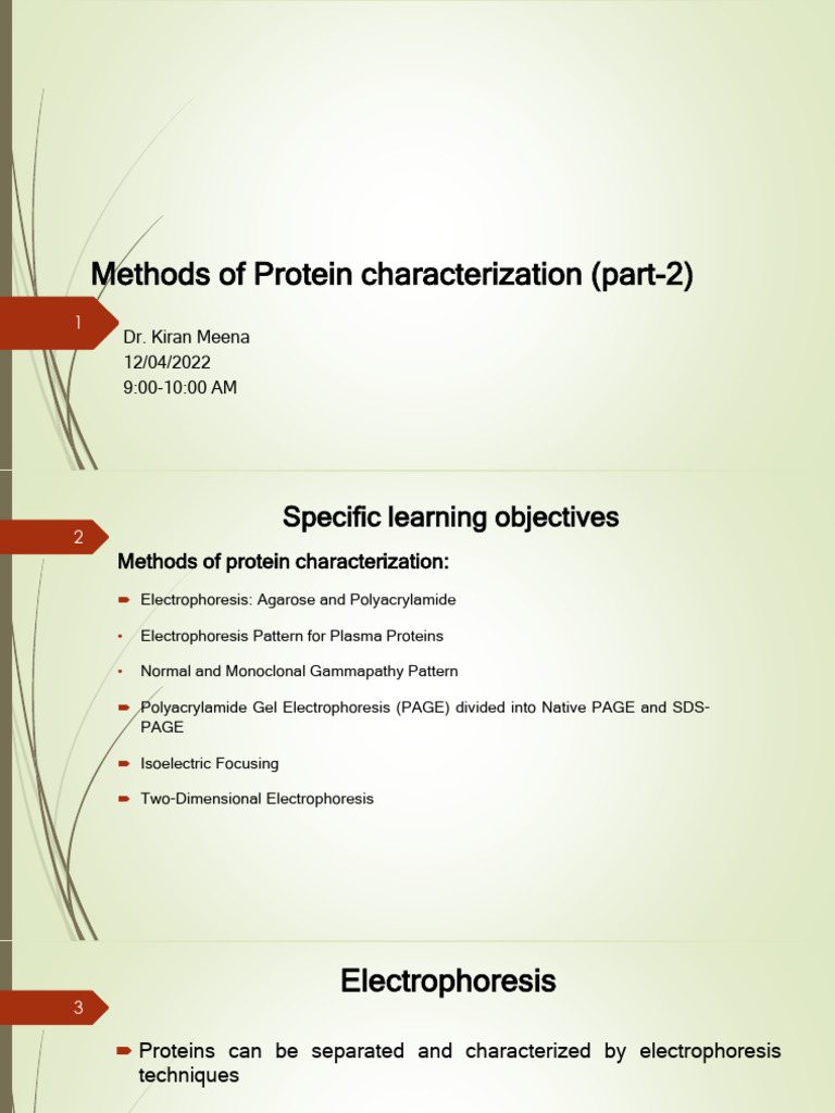 Methods of Protein Characterization-Part 2 On 12.04.2022 | PDF ...