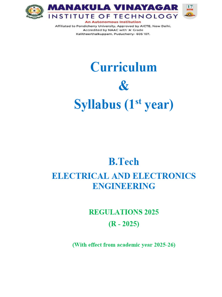 EEE Curriculum and Syllabus 2025 | PDF | Eigenvalues And Eigenvectors | Integral