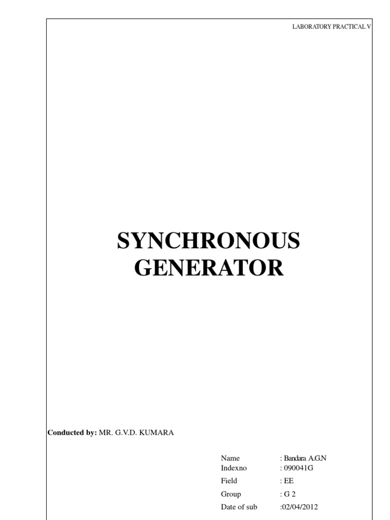LABORATORY PRACTICAL V SYNCHRONOUS GENERATOR | PDF | Transformer ...