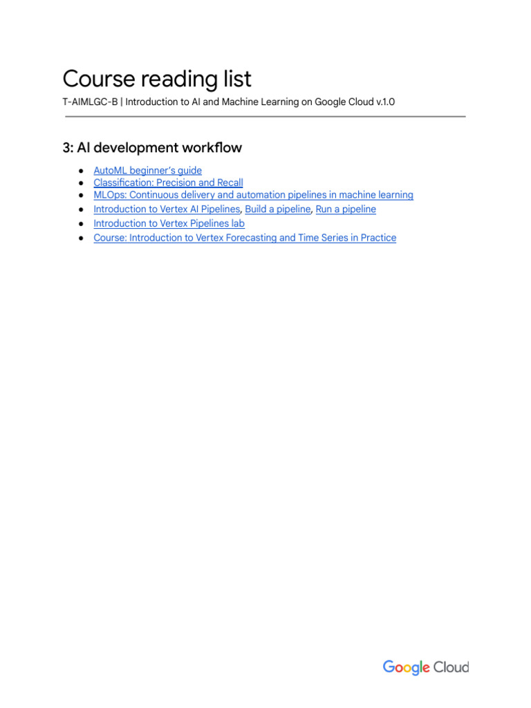 Course Reading List: 3: AI Development Work Ow | PDF