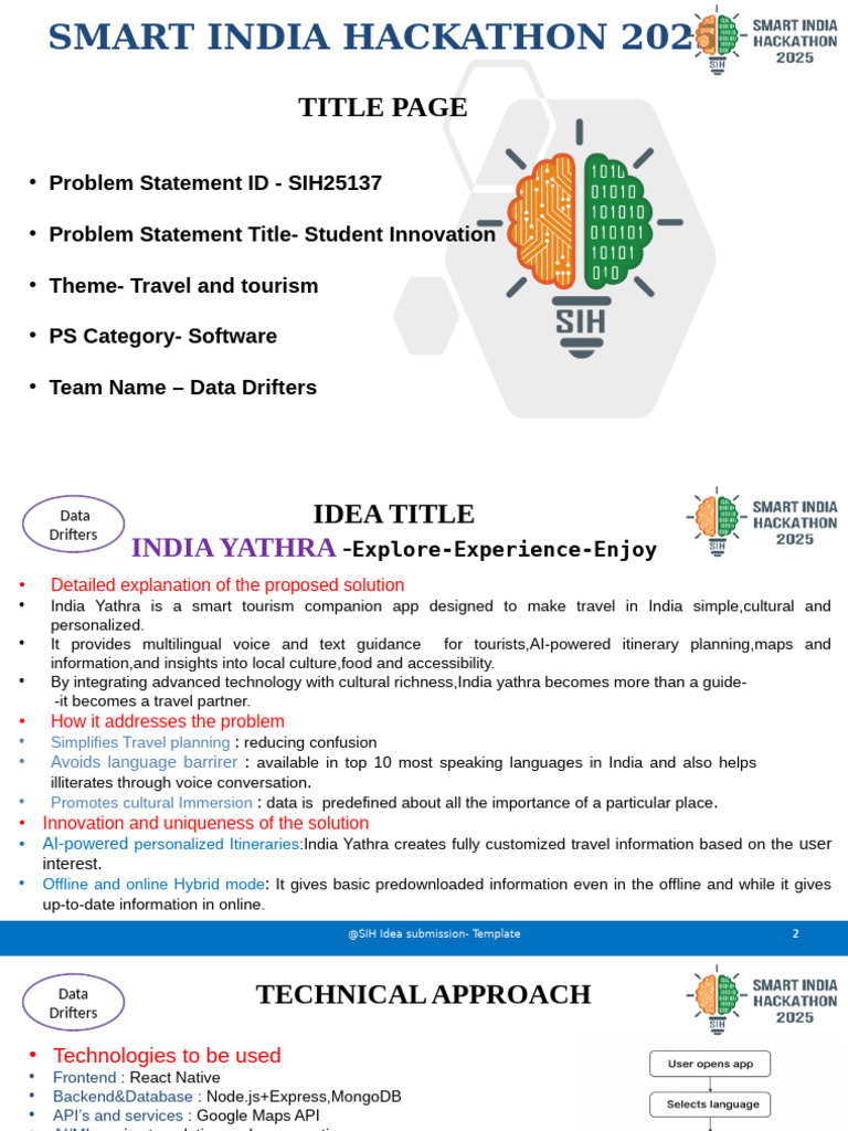 Data Drifters SIH2025 IDEA Presentation Format (1) | PDF | Mobile App | Databases