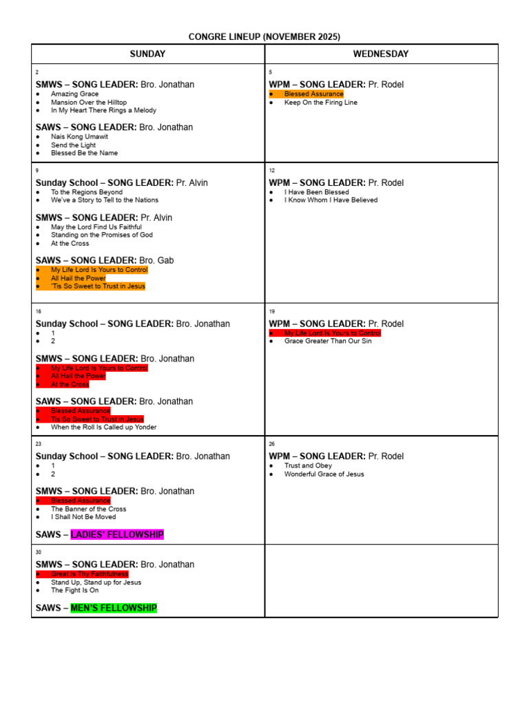 Congre Lineup | PDF
