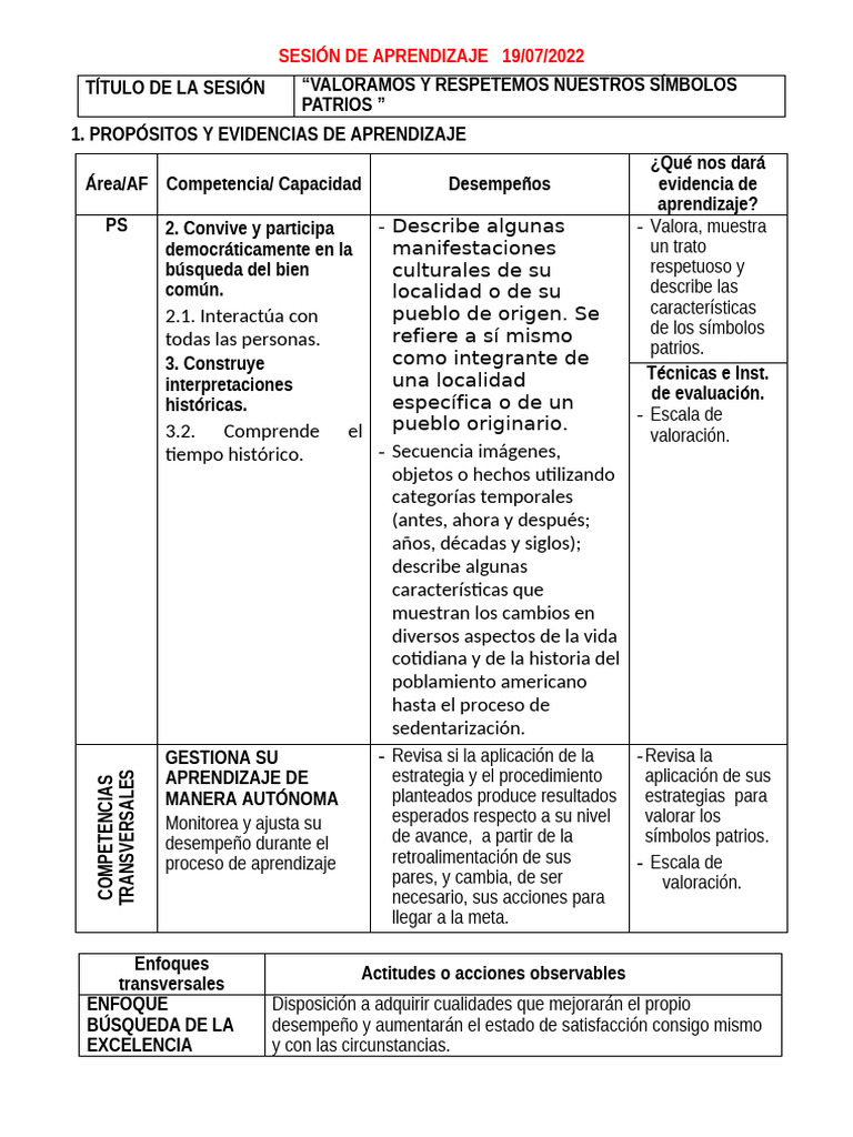 Sesión Personal s Nuestros Símbolos Patrios 19 Julio 2022 | PDF ...