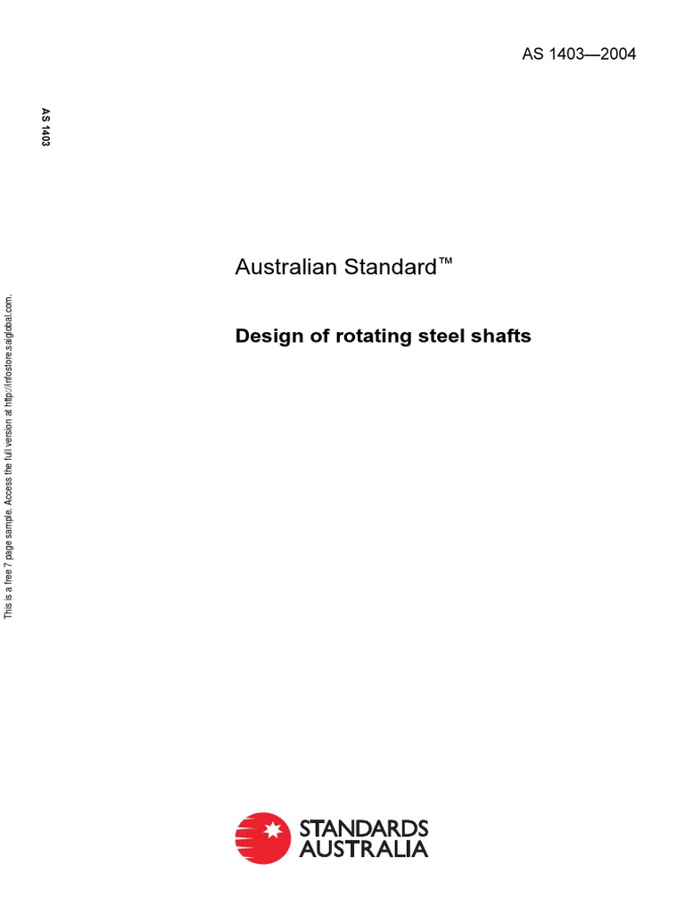 As 1403-2004 Design of Rotating Steel Shafts | PDF | Engineering ...