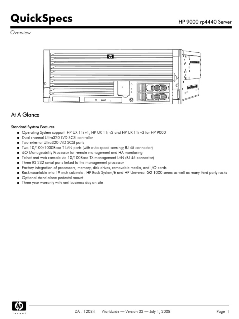 HP 9000 rp4440 Server-C04283184 | PDF | Computer Data | Computer Science