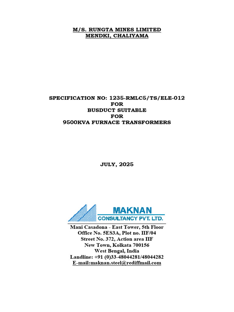Bus-Duct Specs for 9500 KVA Transformer | PDF | Insulator (Electricity ...