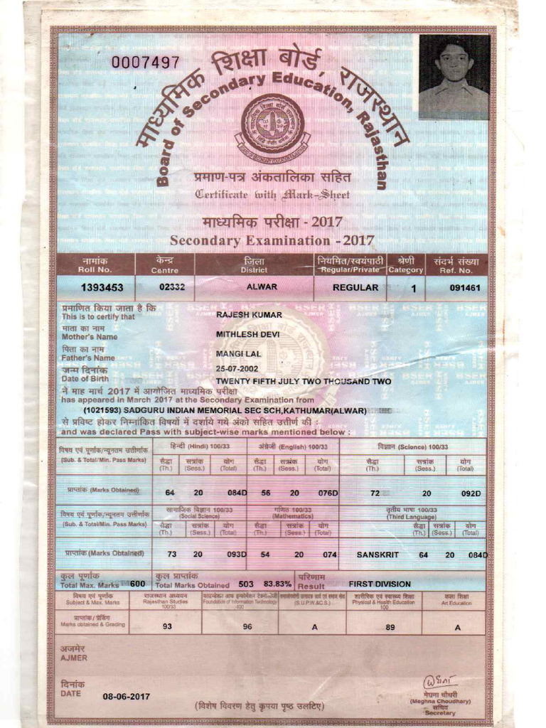 10 Marksheet | PDF