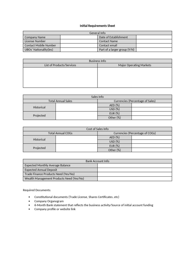 Initial Business Requirements Overview | PDF