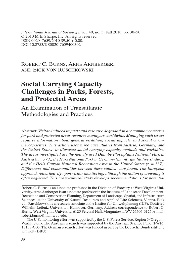 Social Carrying Capacity Challenges in Parks Forests and Protected ...