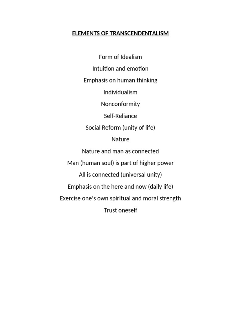 Elements of Transcendentalism | PDF