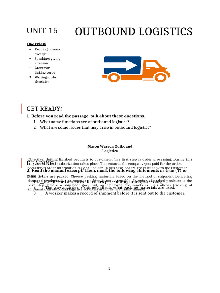 Outbound Logistics Process Overview | PDF | Logistics | Syntax