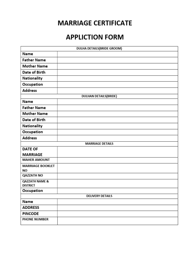 Marrage Appliction From | PDF