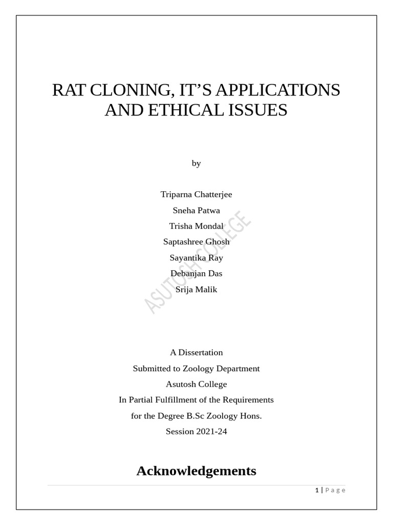 Rat Cloning Dissertation | PDF | Cloning | Sexual Reproduction