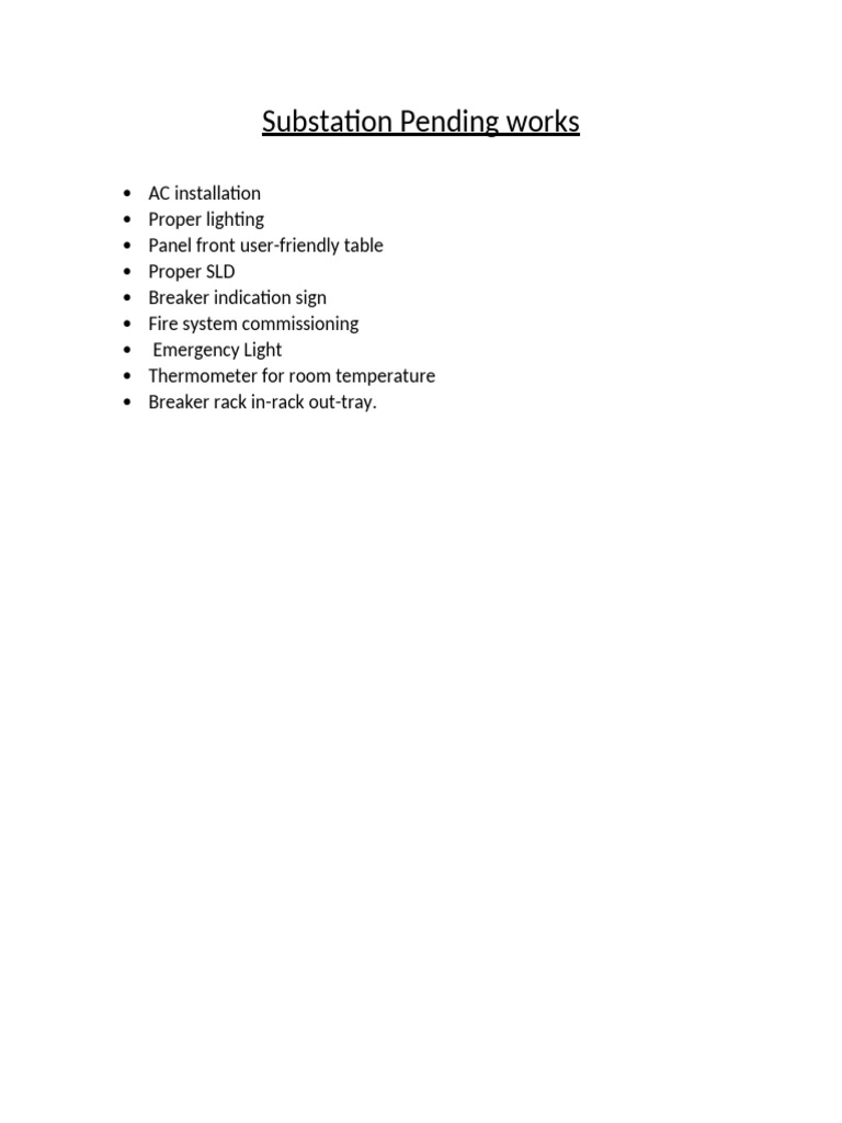 Substation Peding Works | PDF