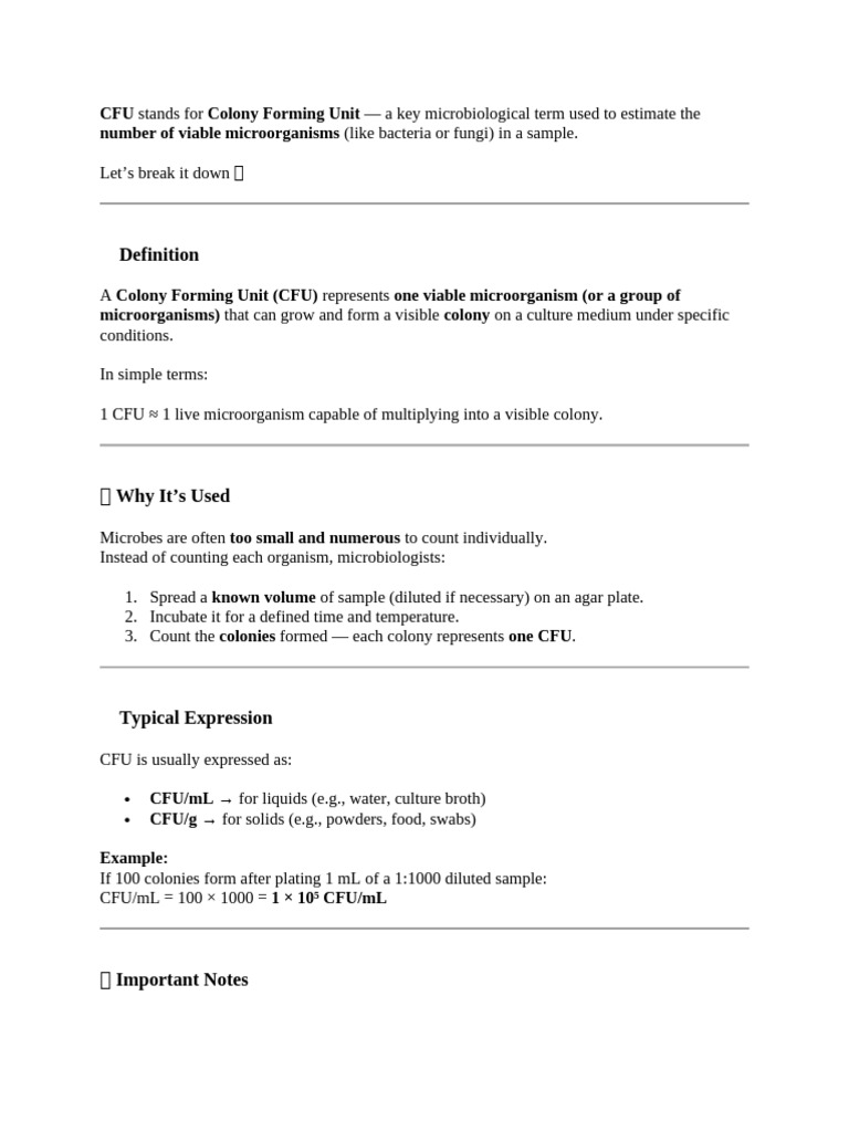 CFU Stands For Colony Forming Unit & It Relation To Labs Furnitre and ...