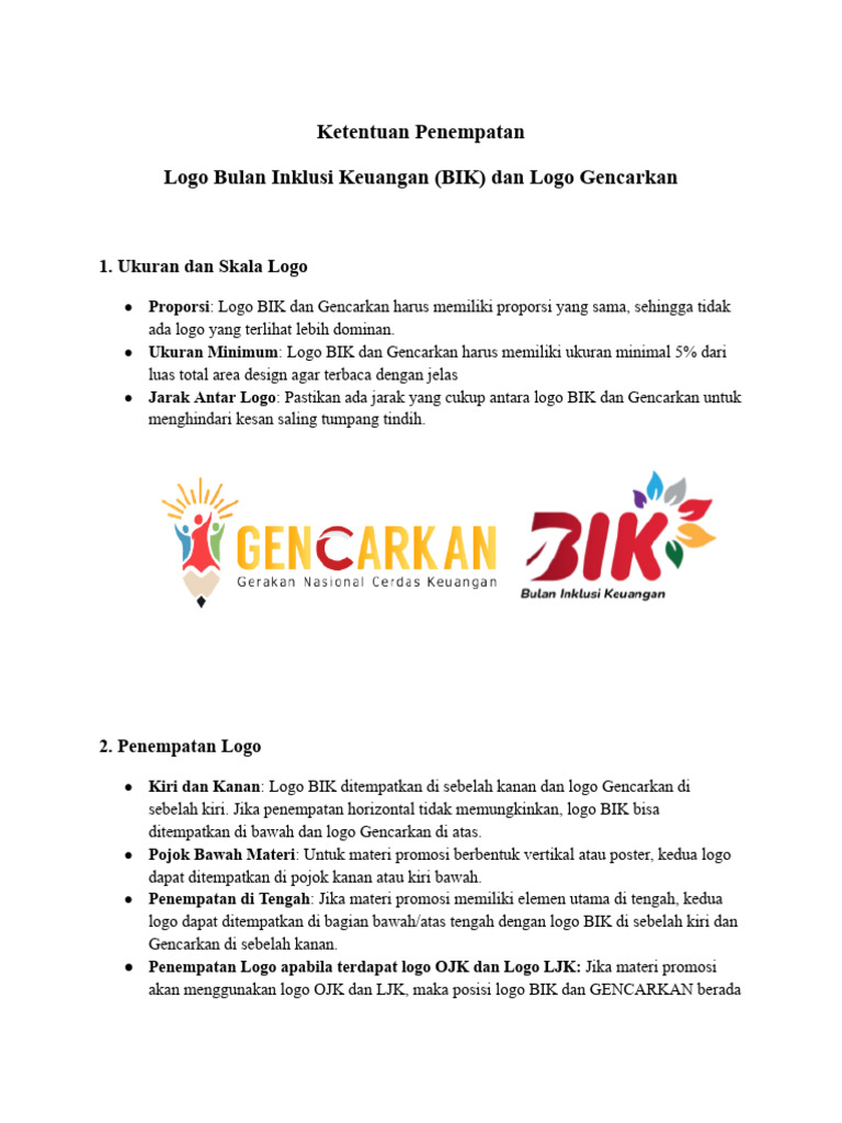Panduan Penempatan Logo BIK dan Gencarkan | PDF
