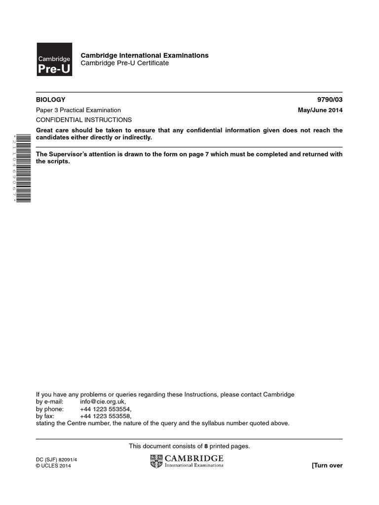 Cambridge Pre-U Certificate | PDF | Chemical Substances | Yeast