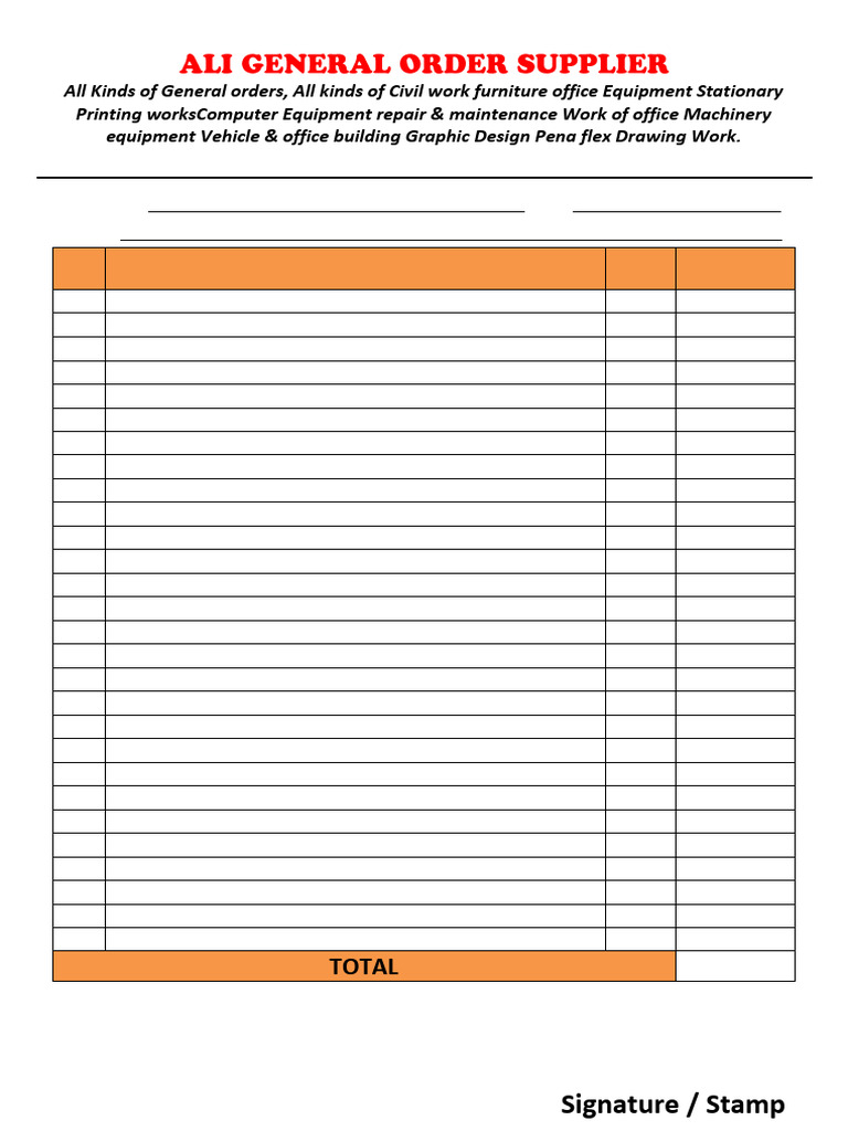 General Order Supplier Services Overview | PDF