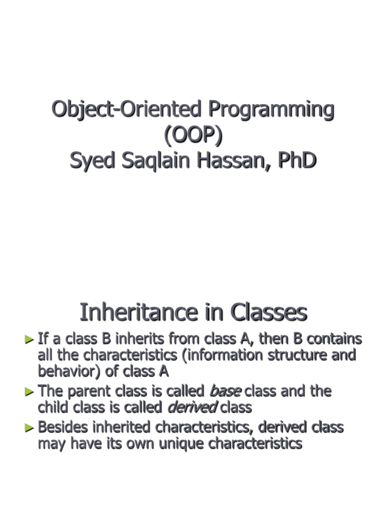 Lecture - Inheritance Code Based Lectures | PDF | Inheritance (Object Oriented Programming ...