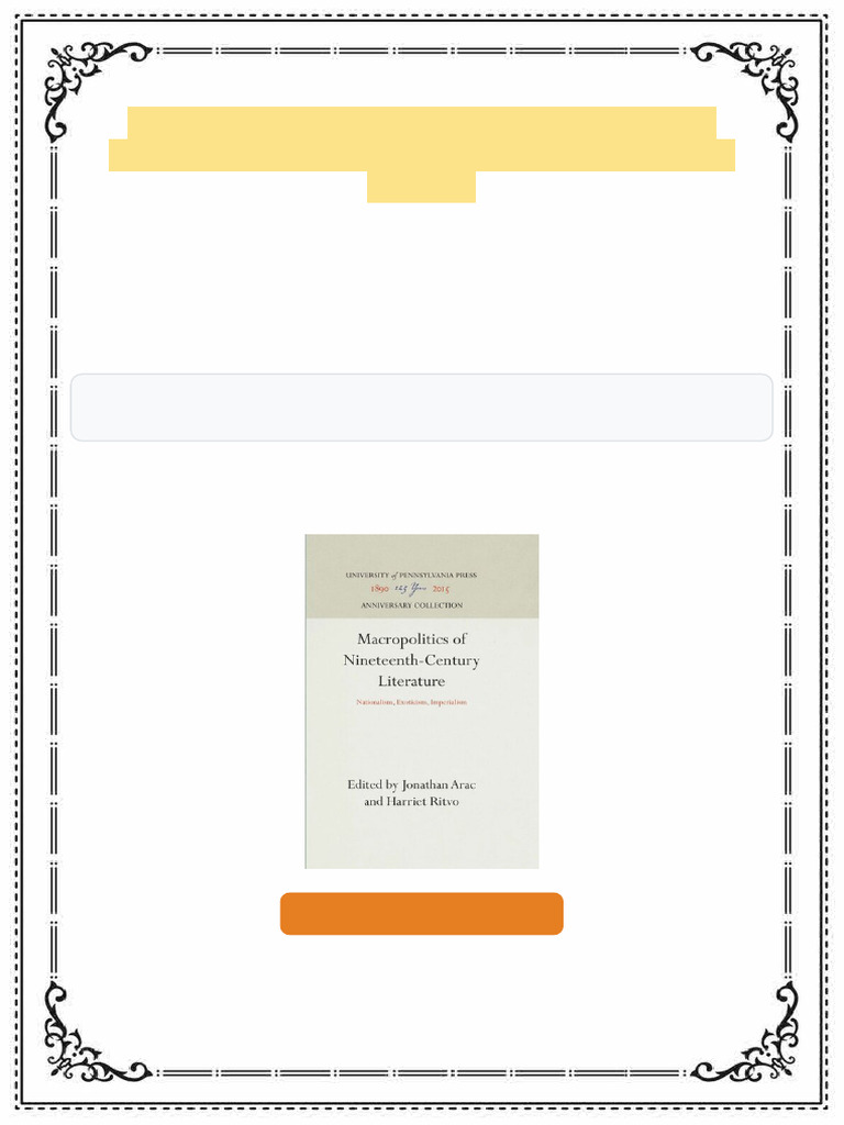 Macropolitics of Nineteenth Century Literature Nationalism Exoticism Imperialism Jonathan Arac ...