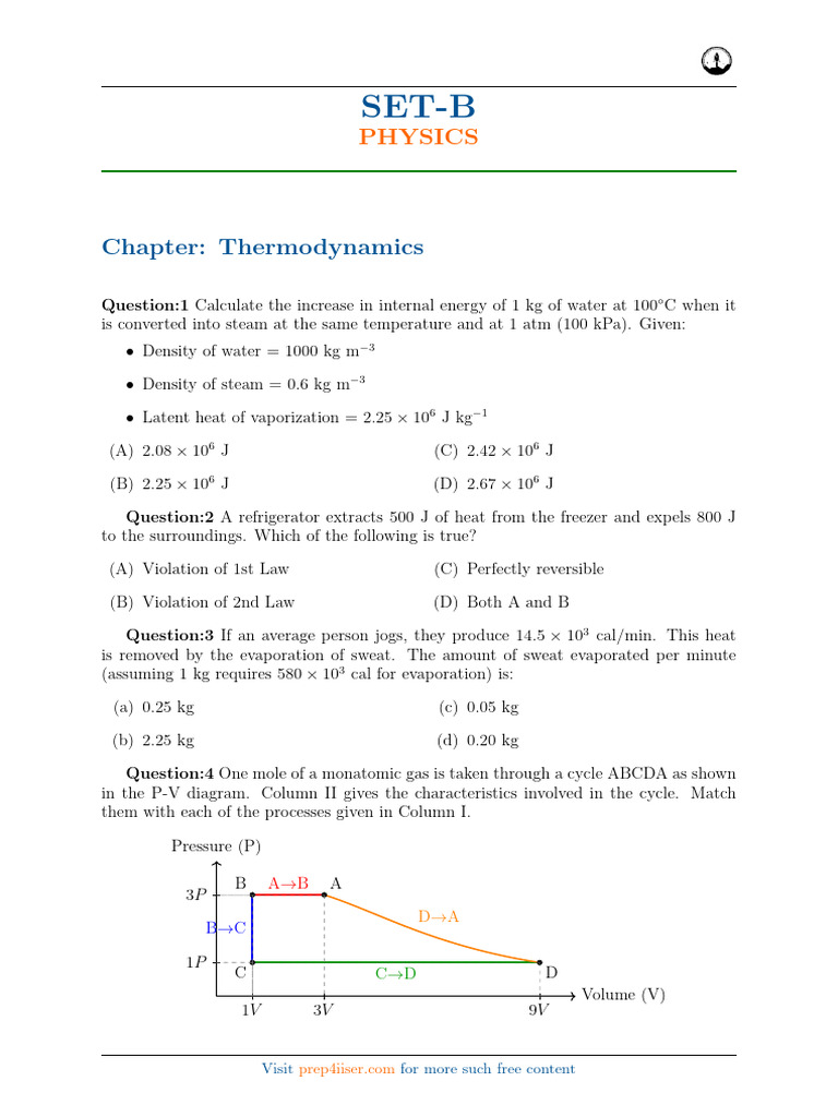 Thermodynamics Problem Set Solutions | PDF | Heat | Temperature