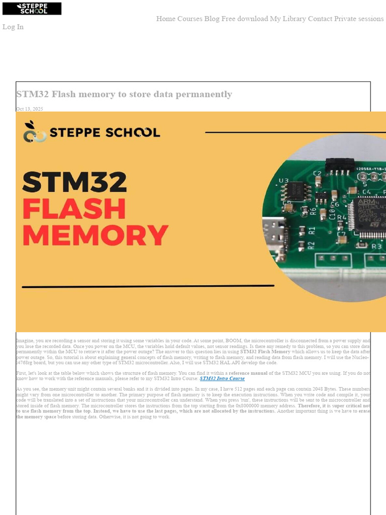 STM32 Flash Memory - Storing Data in Non-Volatile Memory | PDF | Flash Memory | Microcontroller