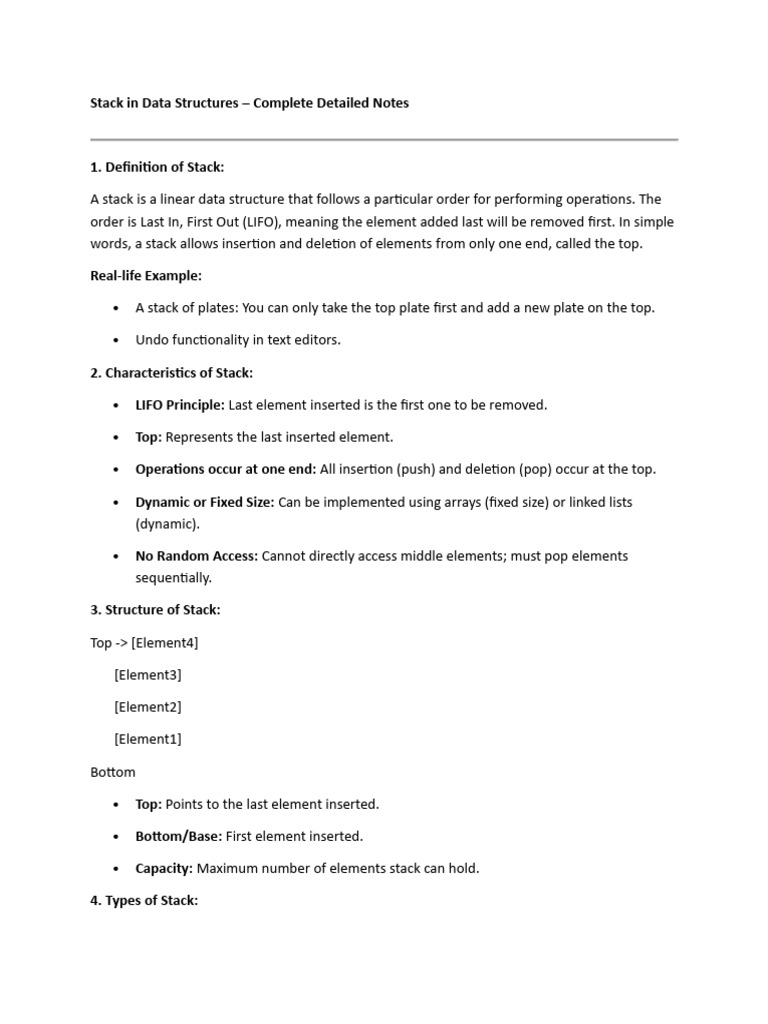 Stack in Data Structures | PDF | Queue (Abstract Data Type) | Algorithms And Data Structures