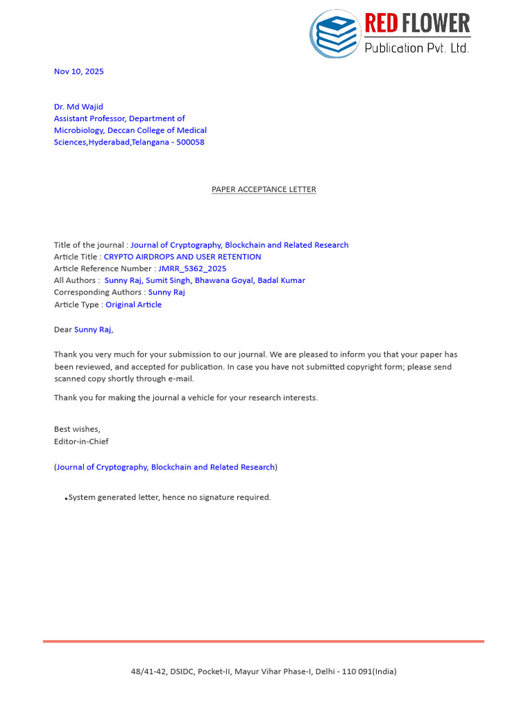 Red Flower Acceptance Letter | PDF