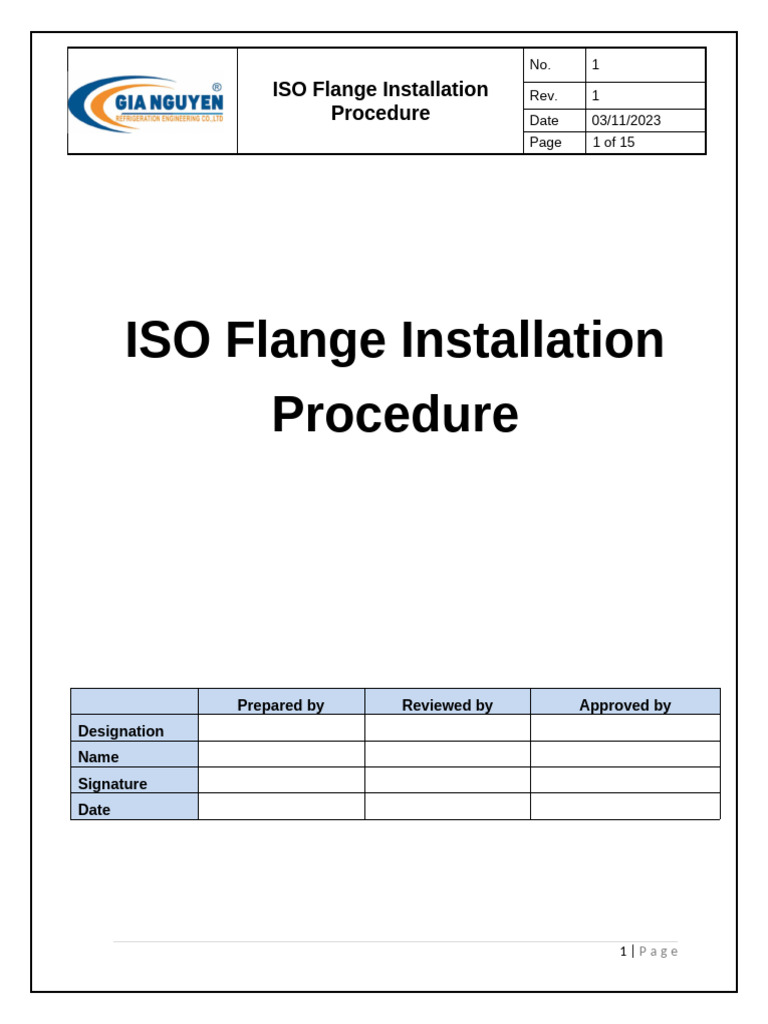 ISO Flange Installation Procedure | PDF | Duct (Flow) | Rivet