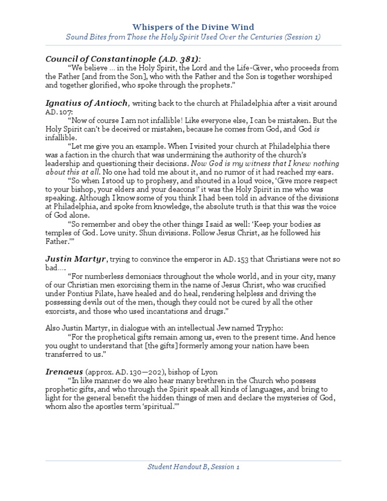 Student Handout 1B | PDF | Christian Church | God