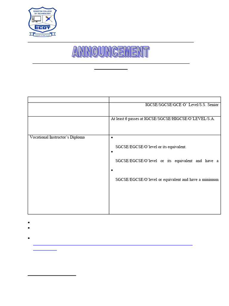 ECOT Part-Time Programmes 2025/2026 | PDF | Vocational Education ...