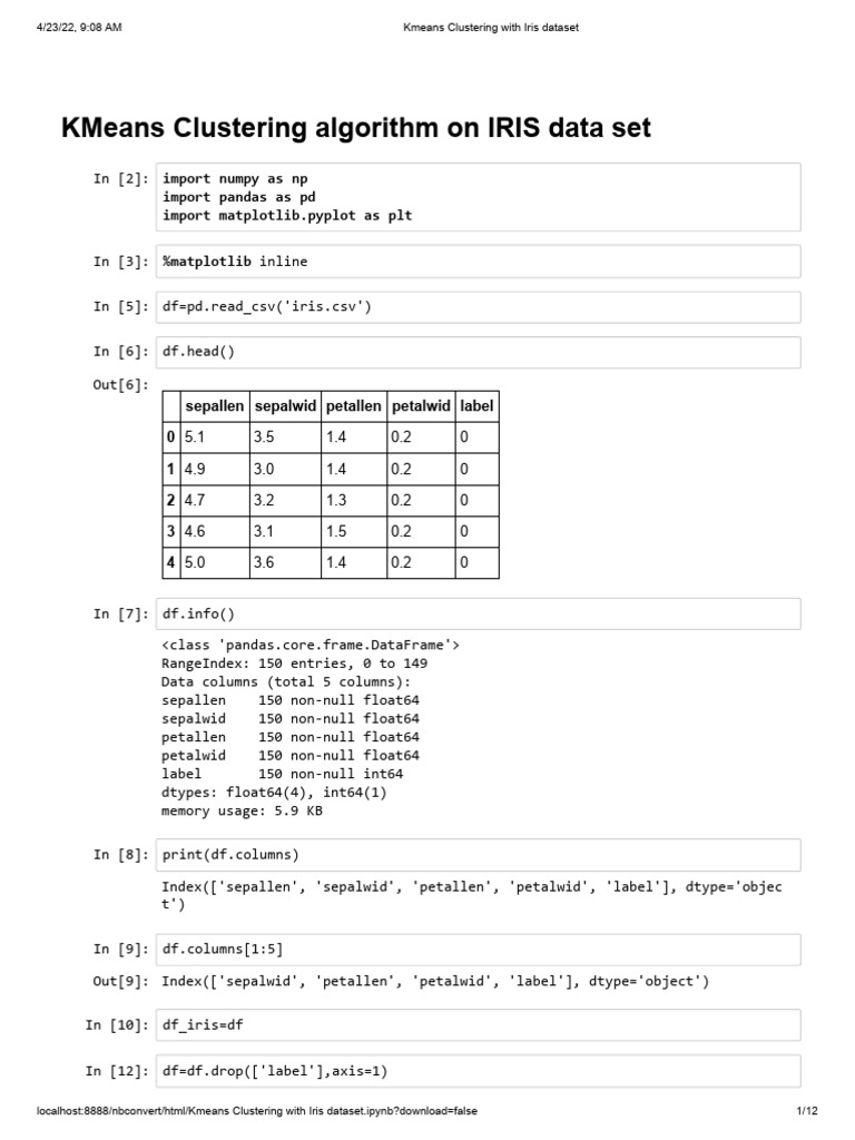 KMeans Clustering on Iris Dataset | PDF | Cluster Analysis ...