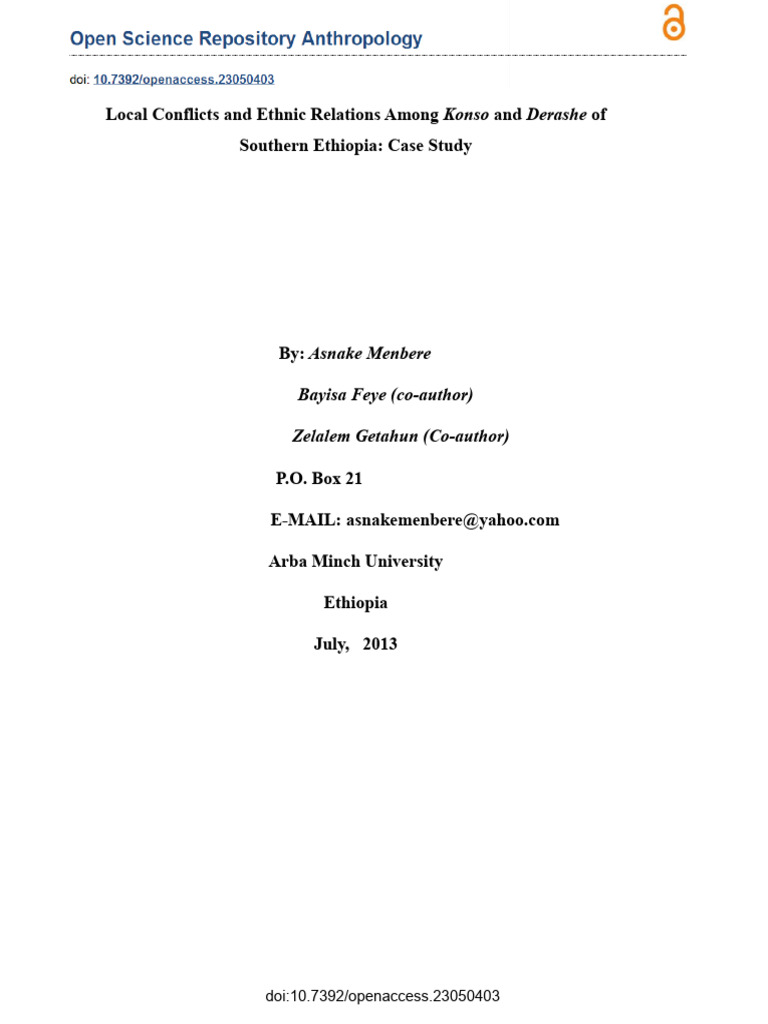 Konso-Derashe Local Conflict Study | PDF | Qualitative Research