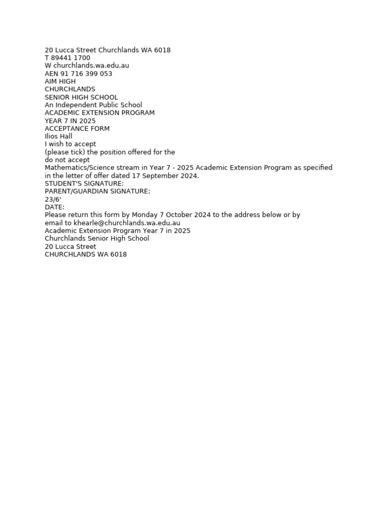 Ilios Hall Confirmation of AEP for CSHS | PDF