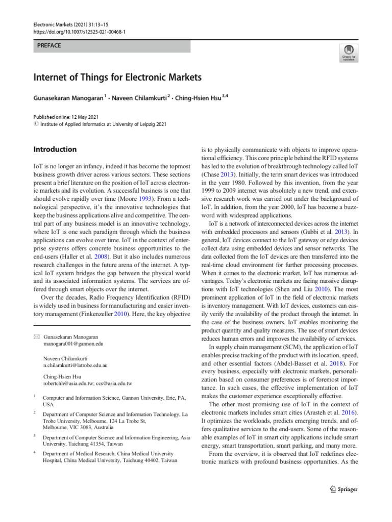 IoT Impact on Electronic Markets | PDF | Internet Of Things | Radio ...