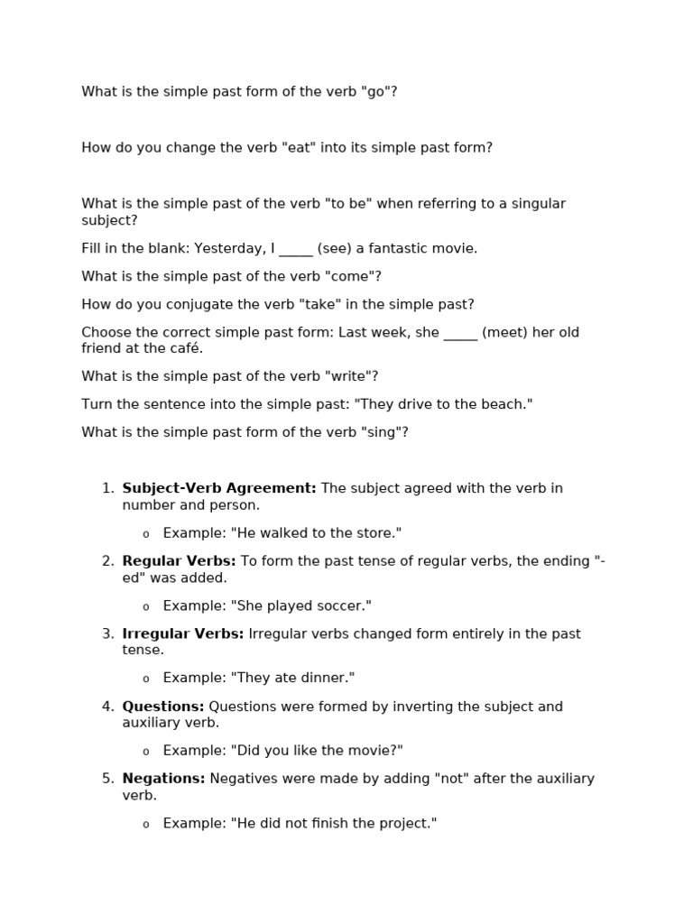 What Is The Simple Past Form of The Verb | PDF